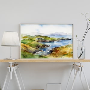 Irish Painting Ring of Kerry Watercolor Print Ireland Landscape Cottage ...