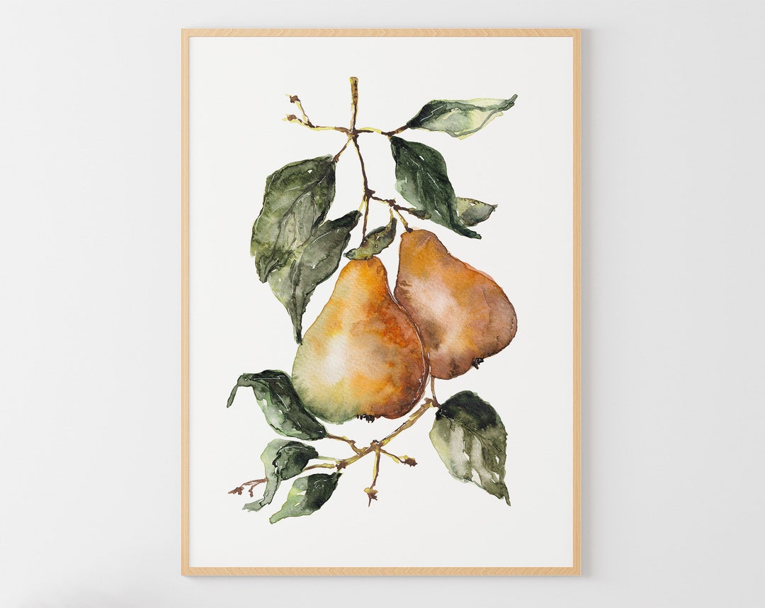 Pear Tree Watercolor Painting Fruits Art Print Kitchen Wall Art Pear ...