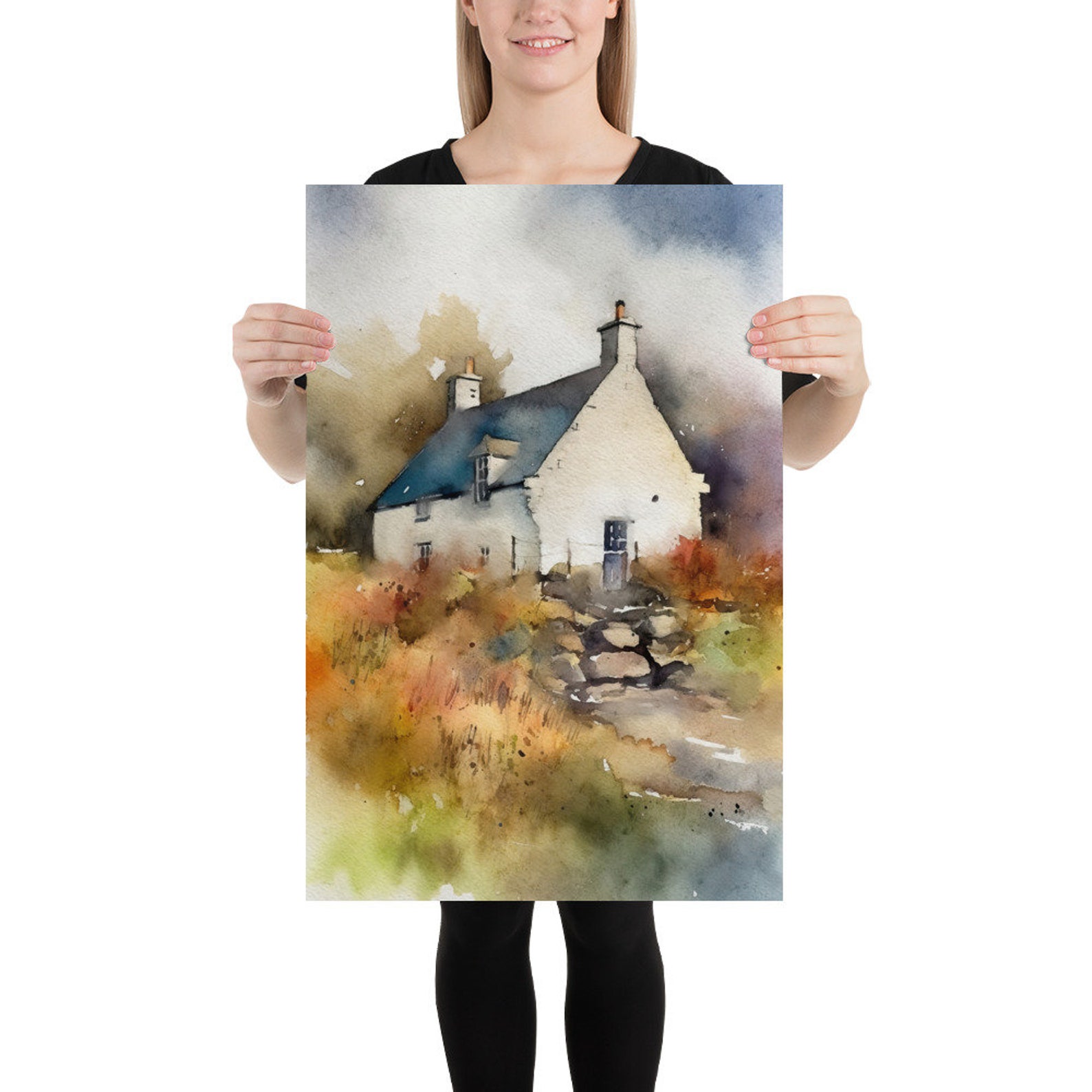 Scottish Cottage Painting Scotland Watercolor Scottish Landscape Old ...