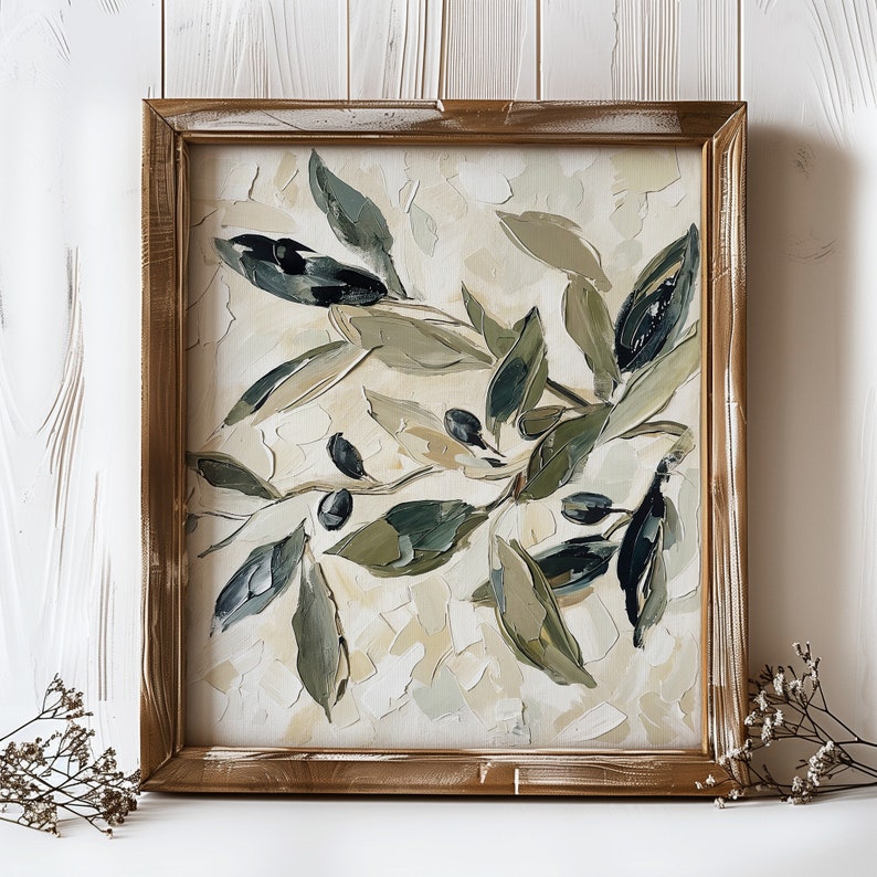 Olive Branch Oil Print Botanical Painting Kitchen Wall Art - Etsy