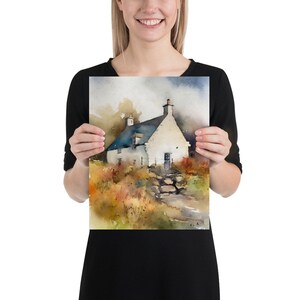 Scottish Cottage Painting Scotland Watercolor Scottish Landscape Old ...