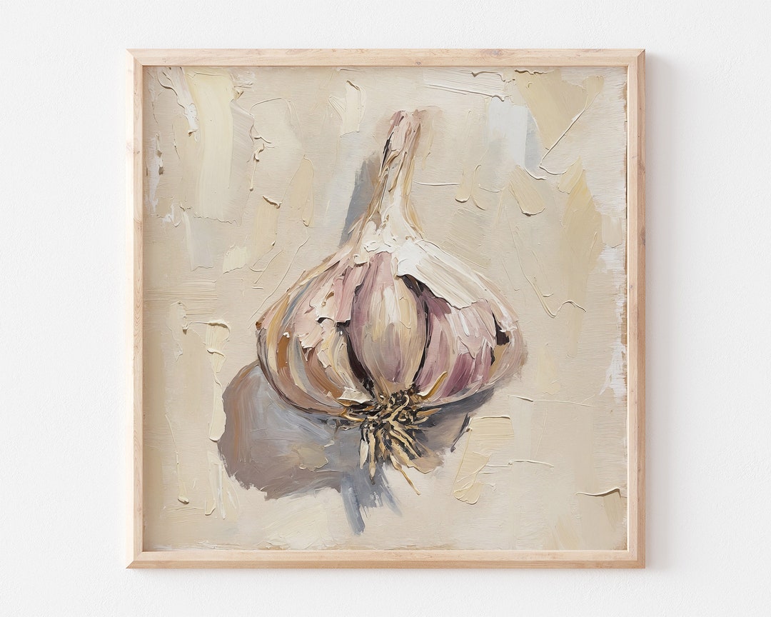 Garlic Bulb Painting Food Wall Art Botanical Artwork Farmhouse Wall ...
