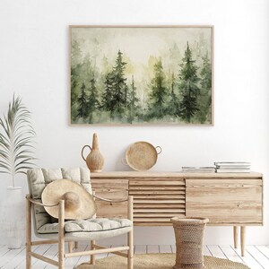 Pine Forest Watercolor Painting Pine Trees Art Print Evergreen Trees ...