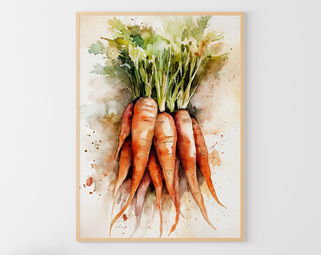 Carrot Watercolor Painting Vegetable Art Print Kitchen Wall Art ...