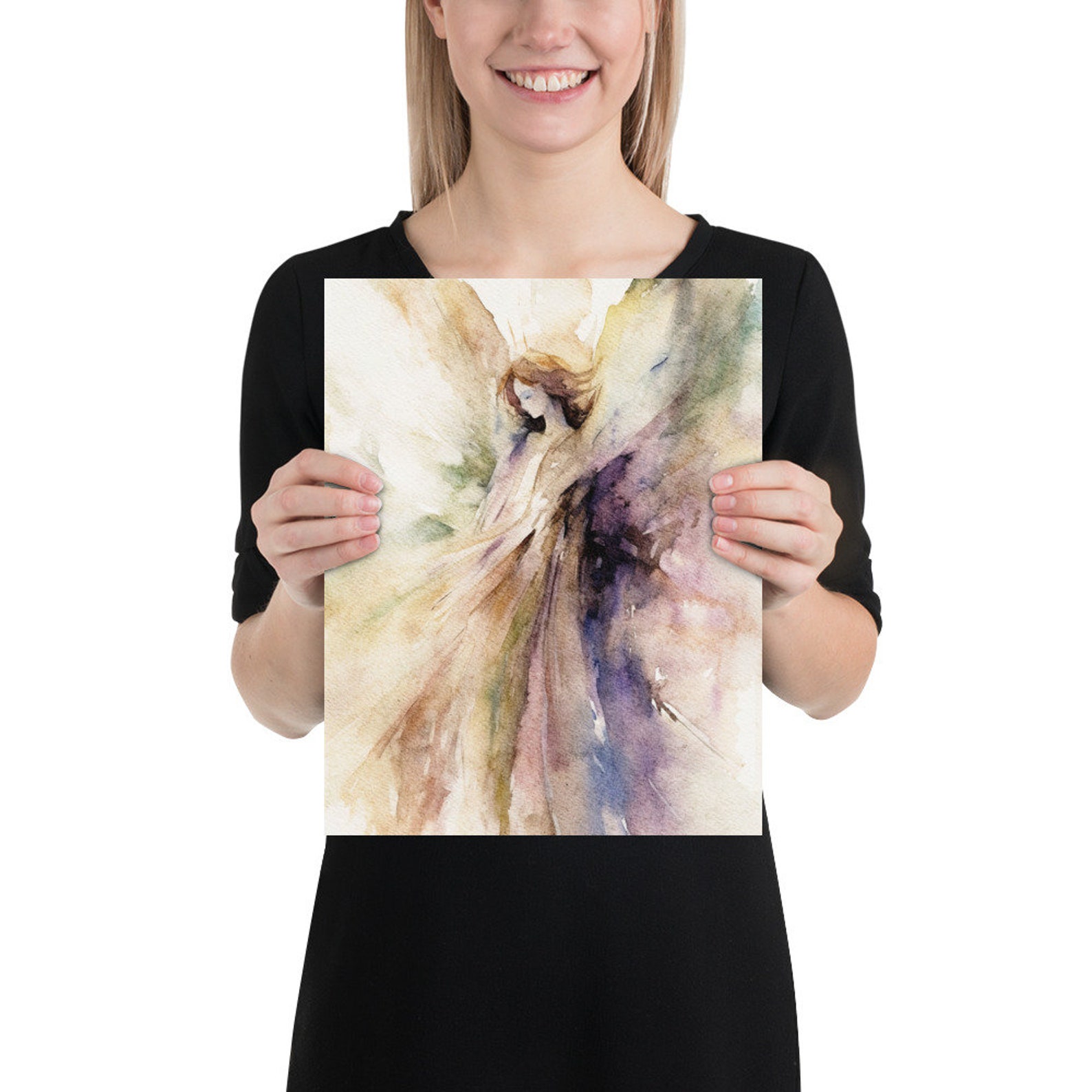 Angel Painting Religious Wall Art Guardian Angel Watercolor Art Print ...