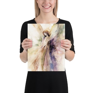 Angel Painting Religious Wall Art Guardian Angel Watercolor Art Print ...