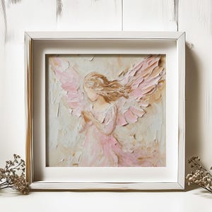 Christmas Angel Oil Painting Angel Artwork Religious Wall Art Guardian ...