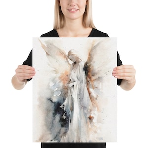 Guardian Angel Painting Religious Wall Art Angel Watercolor Abstract ...