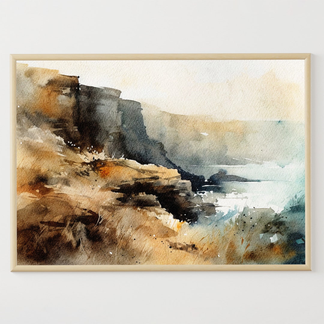 Cliffs of Moher Painting Irish Landscape Coastal Watercolor Ireland ...