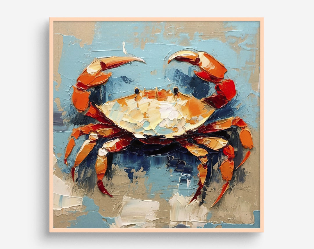 Crab Oil Painting Sea Life Artwork Sea World Wall Art Animals - Etsy