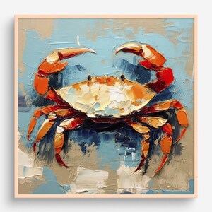 Crab Oil Painting Sea Life Artwork Sea World Wall Art Animals PRINT ...