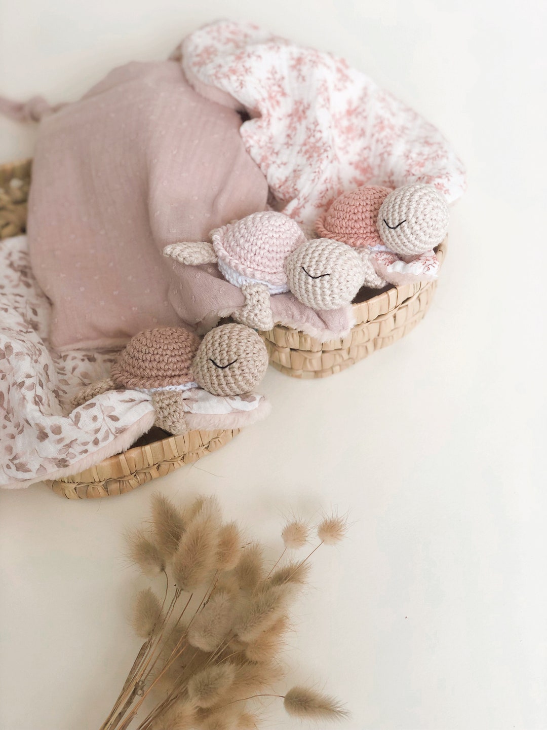 Doudou Flat Turtle Swaddle Handmade Crochet Cuddly Toy Birth Gift Idea ...
