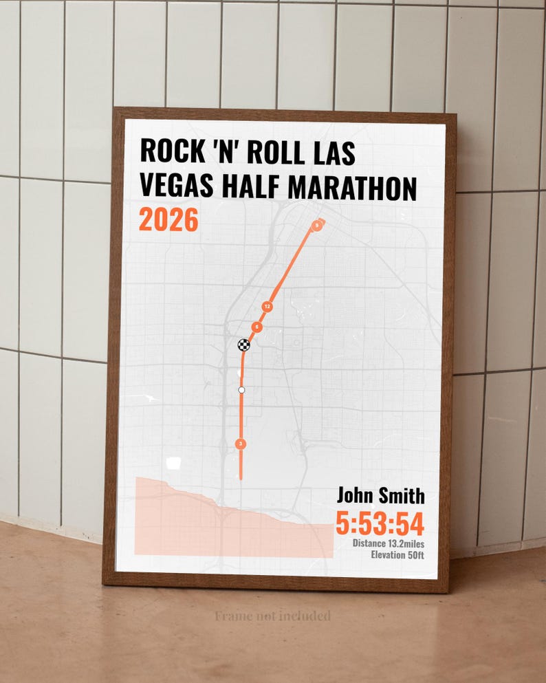 Rock ’n’ Roll Las Vegas Half Marathon 2026 Finisher Time Print | GPX ...