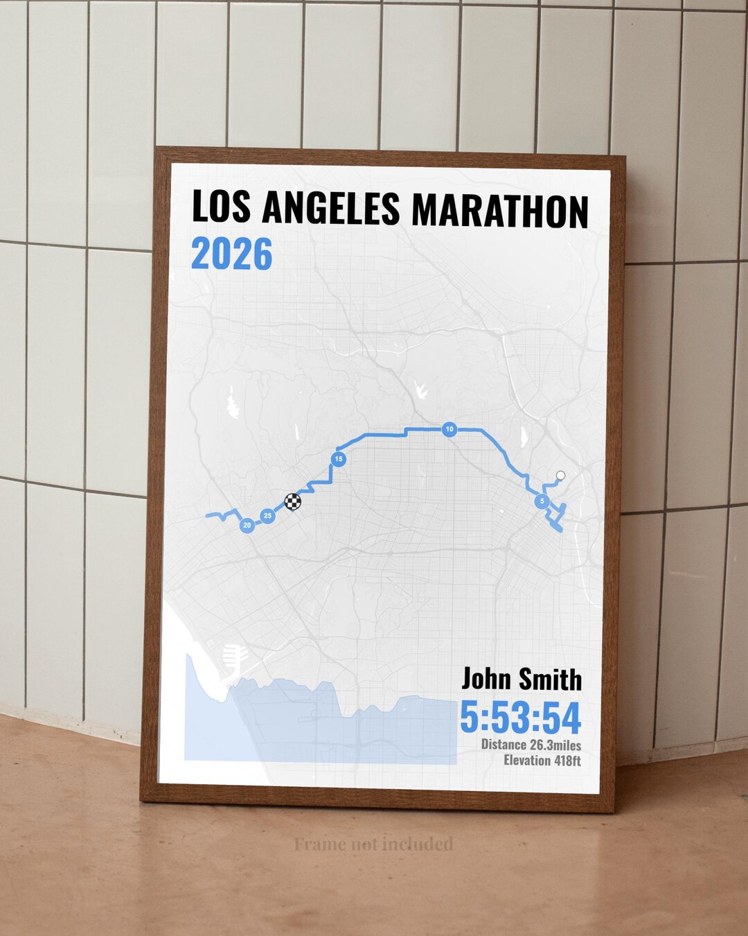 Los Angeles Marathon 2026 Finisher Time Print | GPX Personalized ...