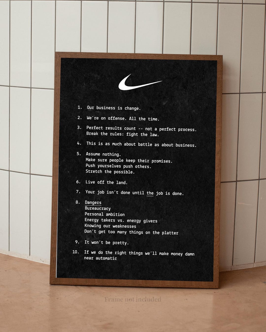 10 Principles of Nike Poster Phil Knight Rob Strasser Air Movie/film ...