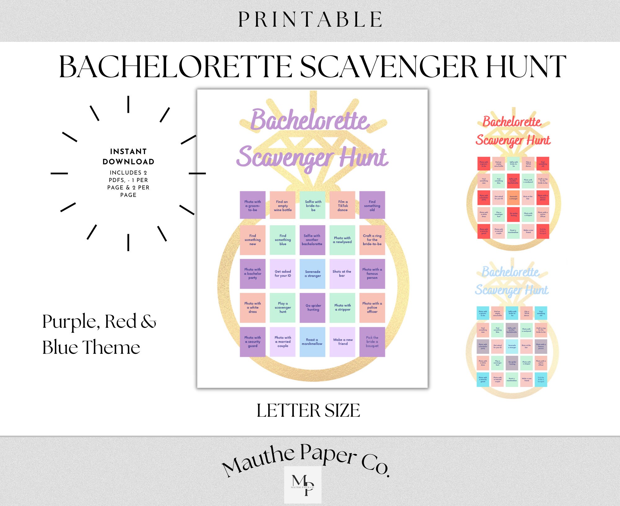 Instant Download Printable Bachelorette Scavenger Hunt Game