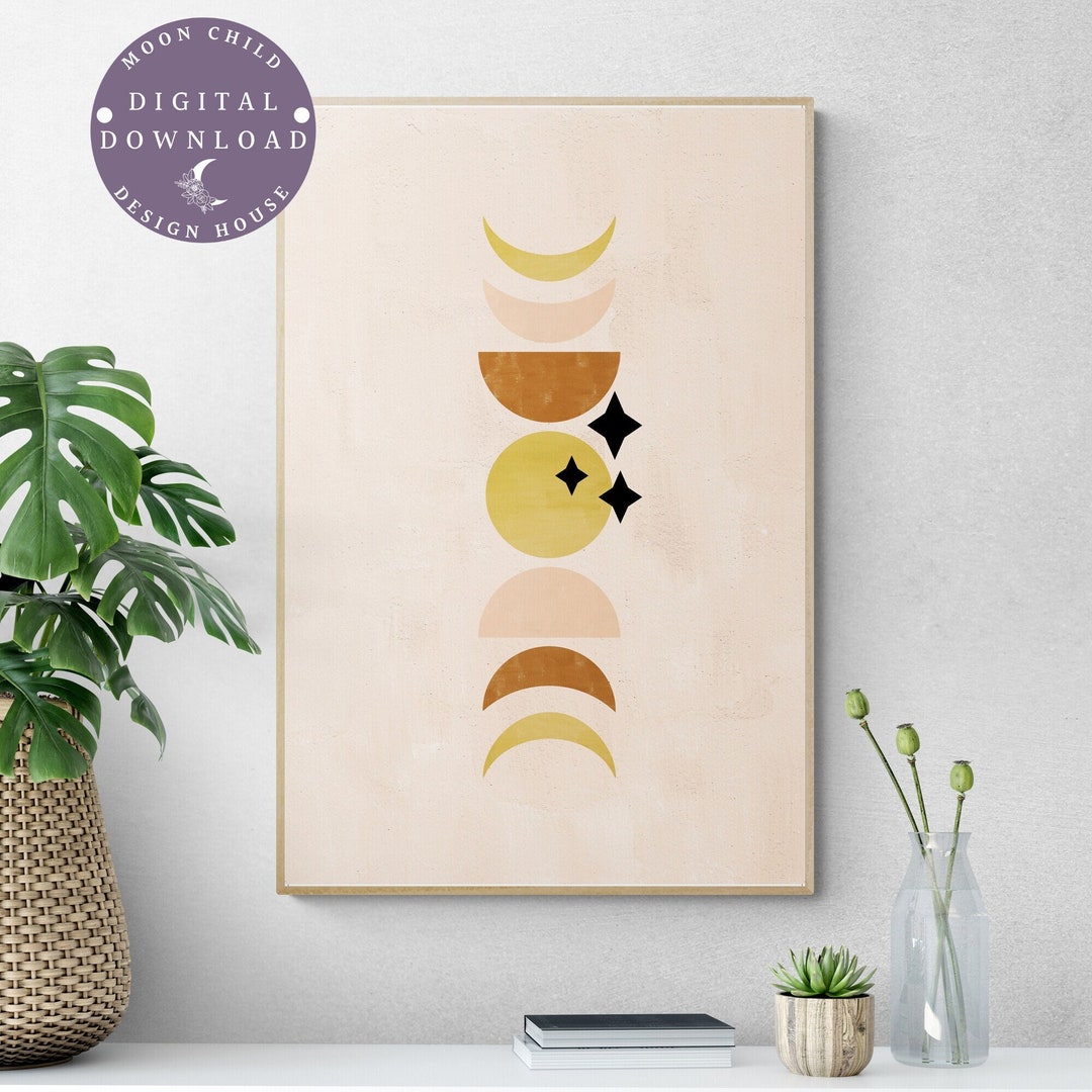 Moon Phase Poster, Minimalist Wall Decor, Moon Poster, Boho Lifestyle ...