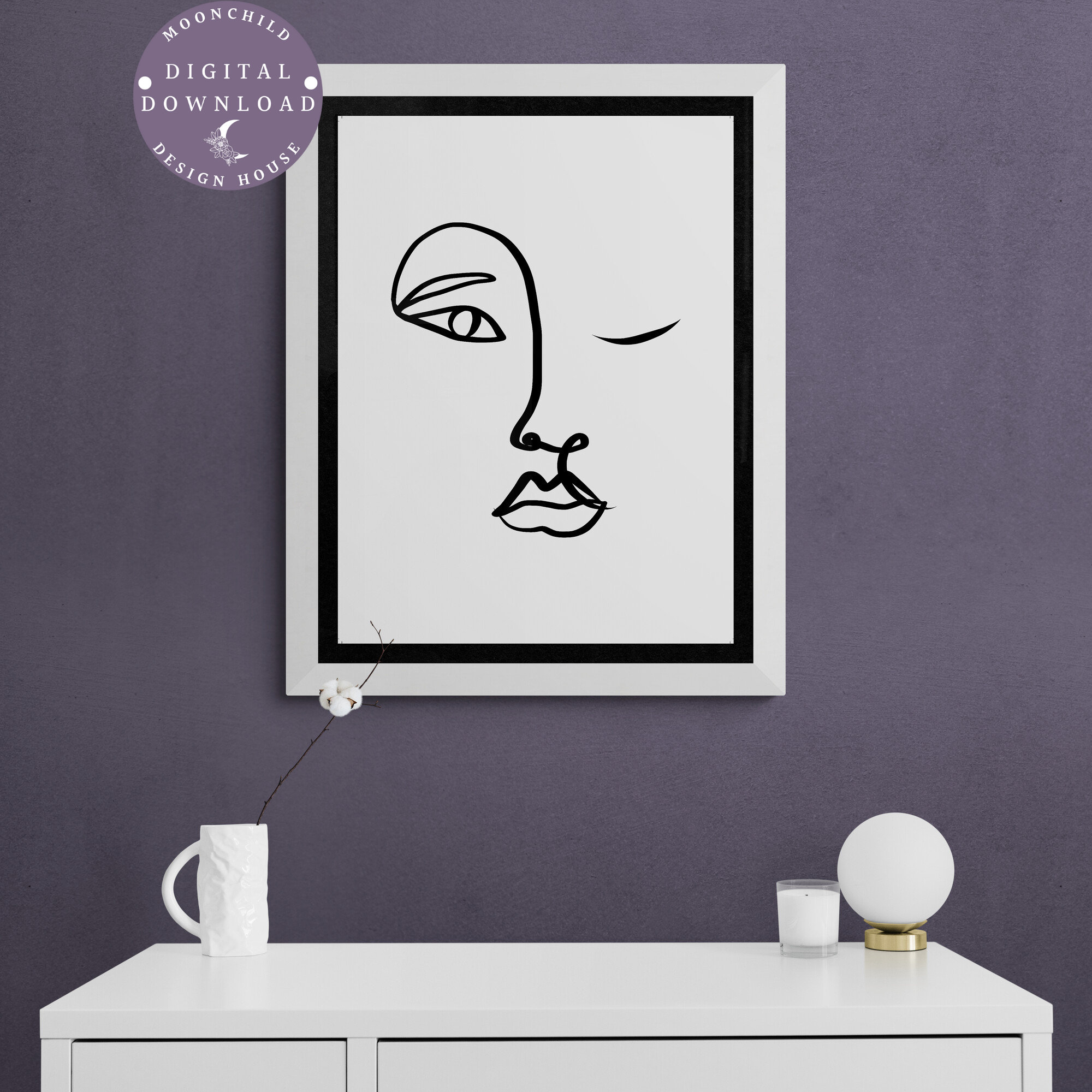 Line Art Face, Abstract Face Art, Abstract Wall Art, Line Face Print ...