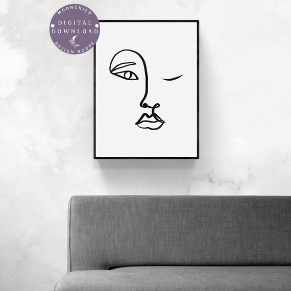 Line Art Face Abstract Face Art Abstract Wall Art Line Face | Etsy