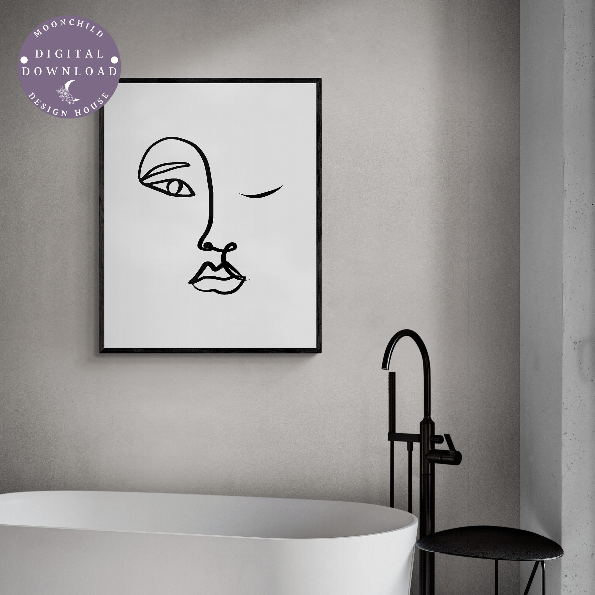 Line Art Face, Abstract Face Art, Abstract Wall Art, Line Face Print ...