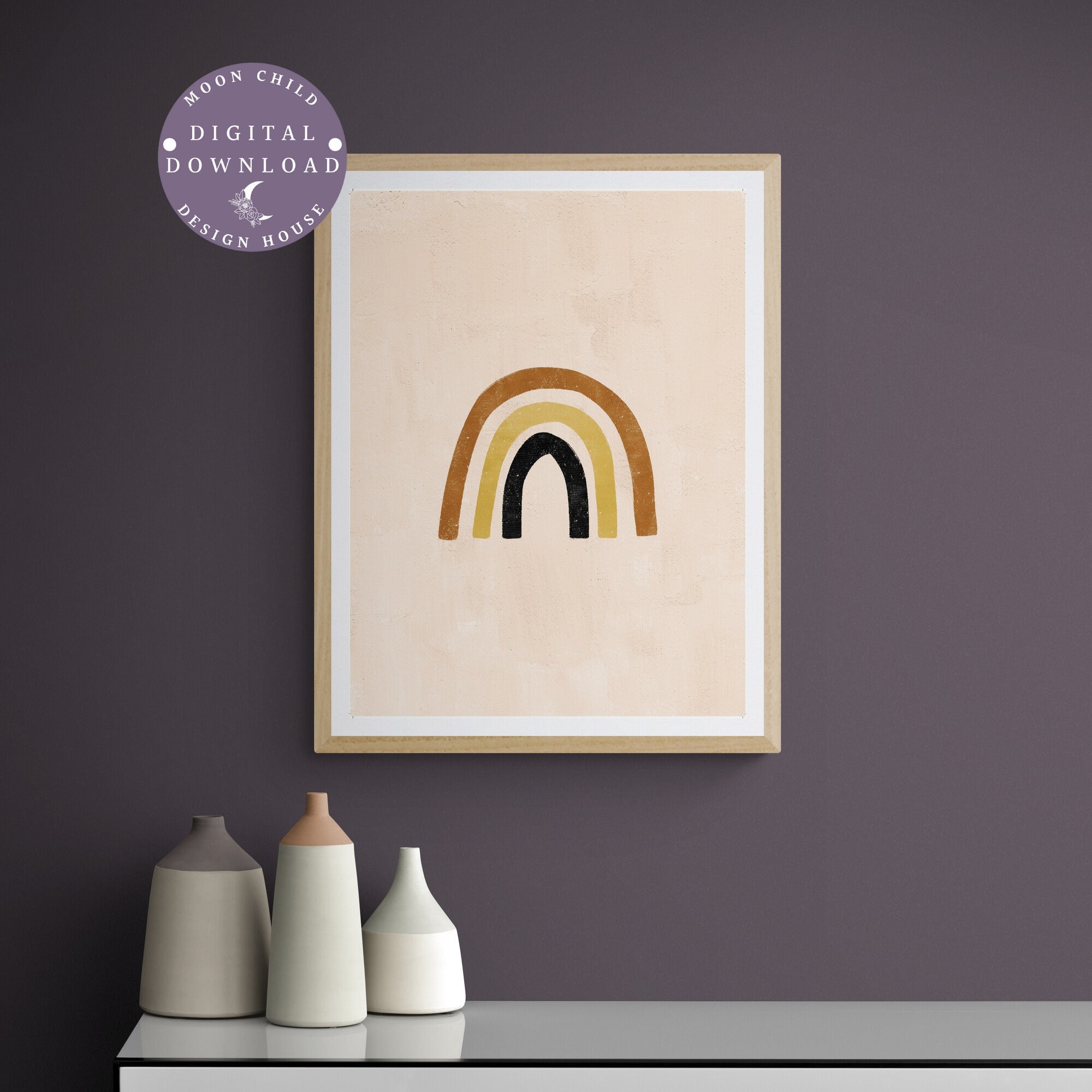 Boho Rainbow Wall Art, Minimalist Wall Decor, Funky Rainbow Poster ...