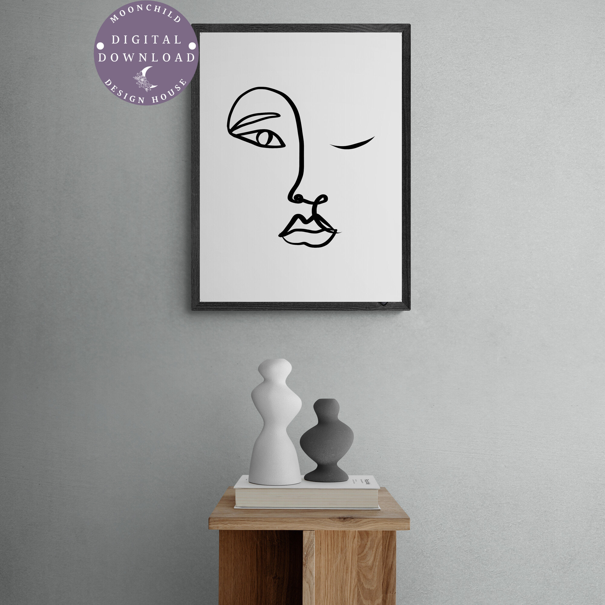 Line Art Face, Abstract Face Art, Abstract Wall Art, Line Face Print ...