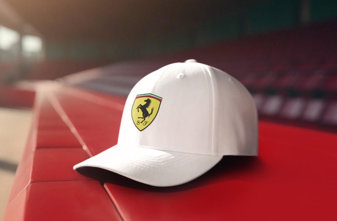 Red Ferrari Cap Flexfit Vintage Scuderia Race Car Enthusiast Retro Hat ...