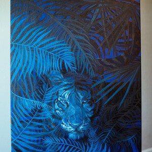 Blue Tiger Abstract Painting (ORIGINAL) - Etsy