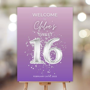 16th Birthday Welcome Sign, Sweet Sixteen Sign, Quinceanera Welcoming ...