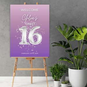 16th Birthday Welcome Sign, Sweet Sixteen Sign, Quinceanera Welcoming ...