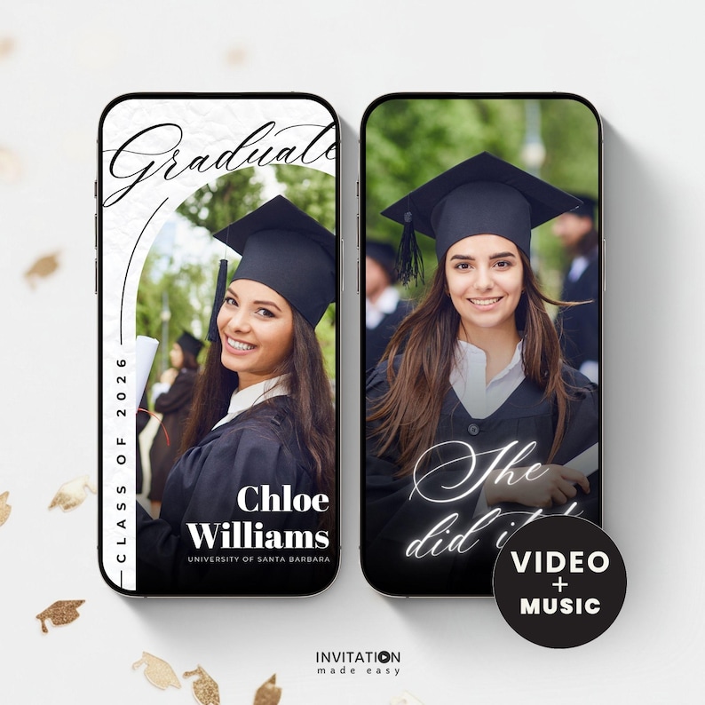 2026 Graduation Video Invitation, Animated Senior Grad Announcement ...
