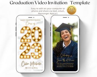 Graduation Video Invitation Animated Grad Announcement - Etsy