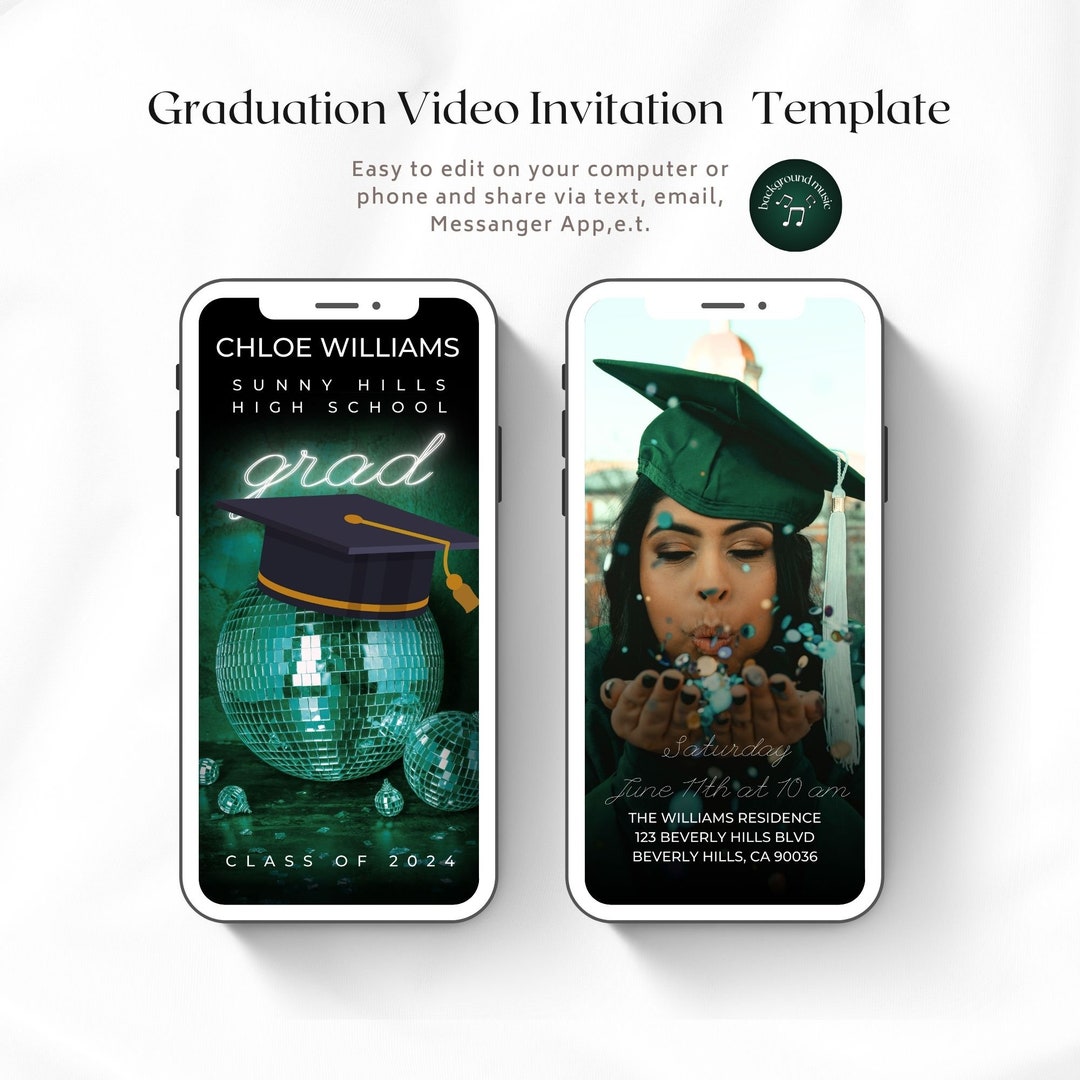 Graduation Video Invitation, Animated Grad Announcement, Disco ...