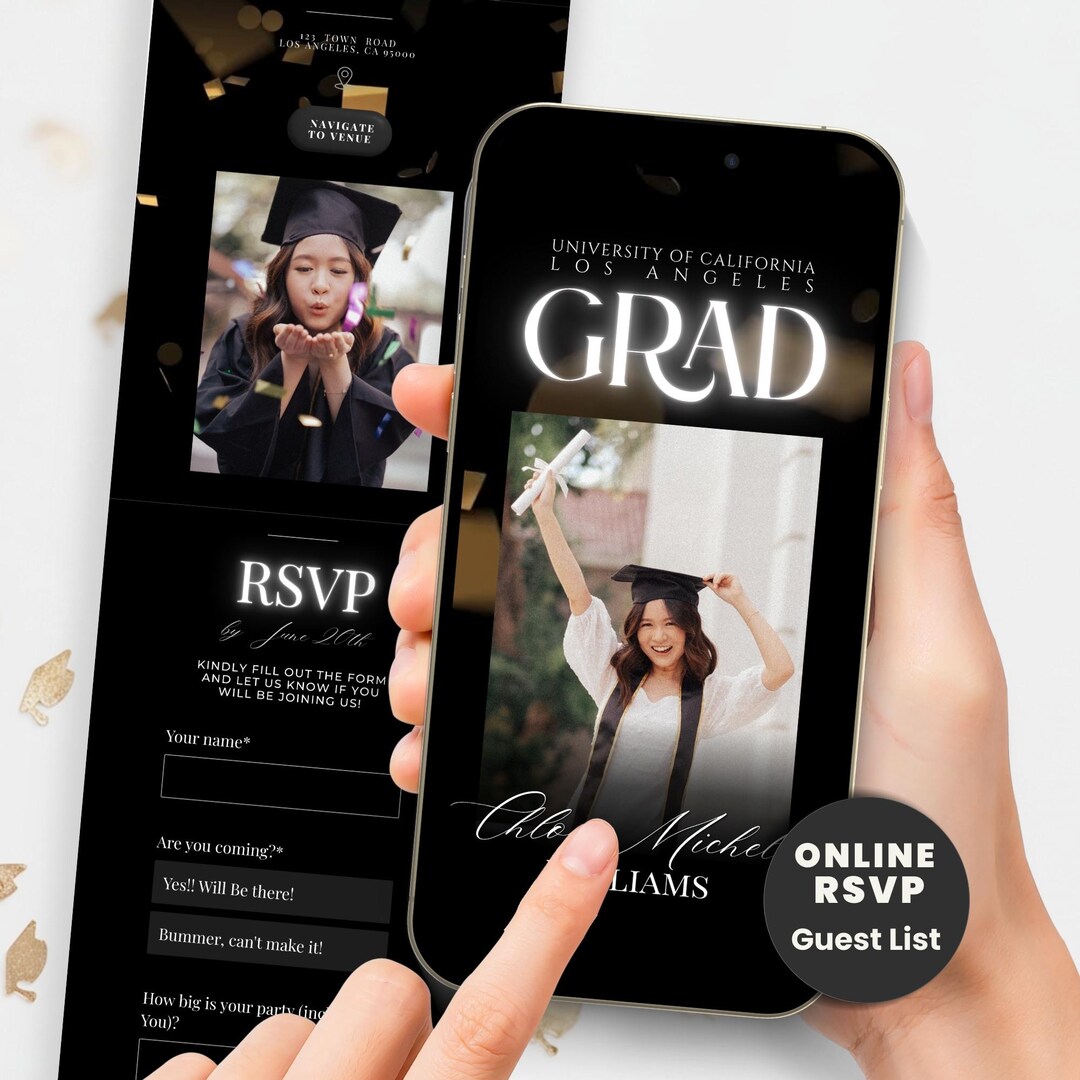 Grad Web Invite With RSVP 2026, Digital Graduation Website Evite ...