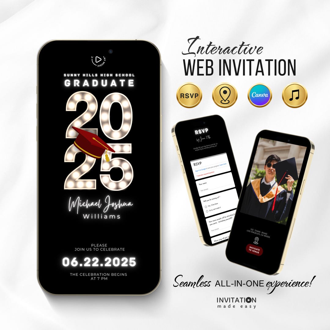 Graduation Invite With RSVP, Digital Graduation Web Invitation With ...