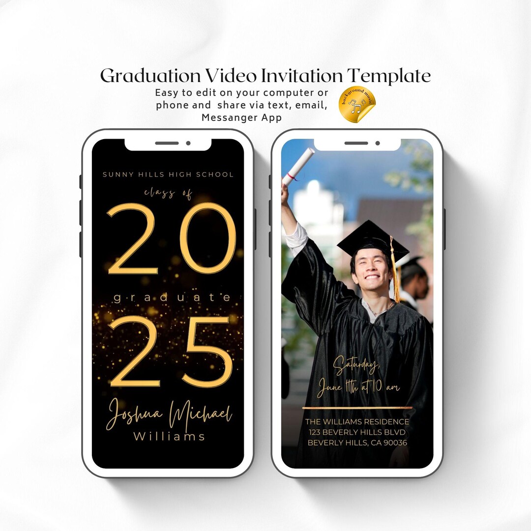 Graduation Party Video Invitation, Animated Grad Announcement ...