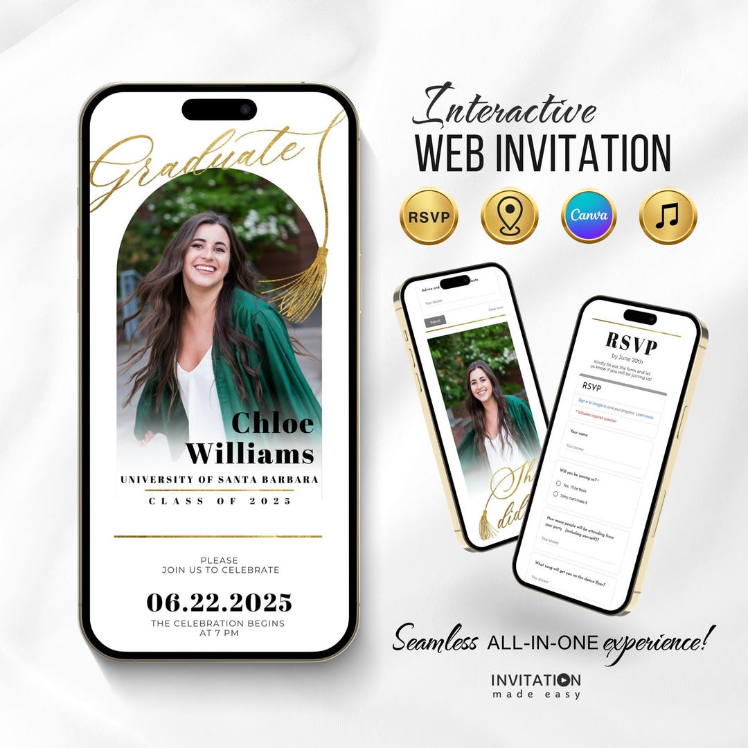 NEW Graduation Web Invite/rsvp 2025, Digital Grad Website Evite, Online ...