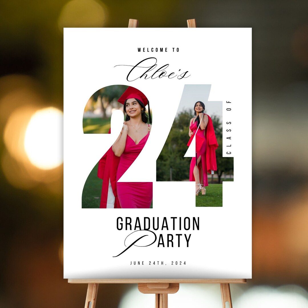 Graduation Party Welcome Sign, Minimalist Grad Poster, Printable ...