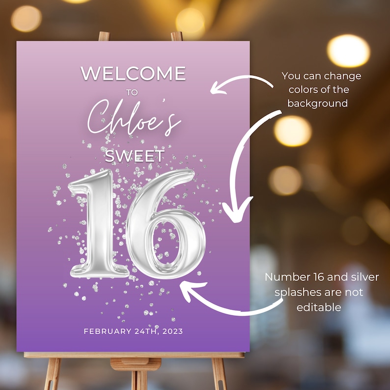 16th Birthday Welcome Sign Sweet Sixteen Sign Quinceanera - Etsy