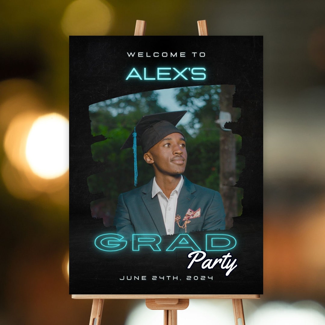 Graduation Party Welcome Sign, Minimalist Grad Poster, Printable ...