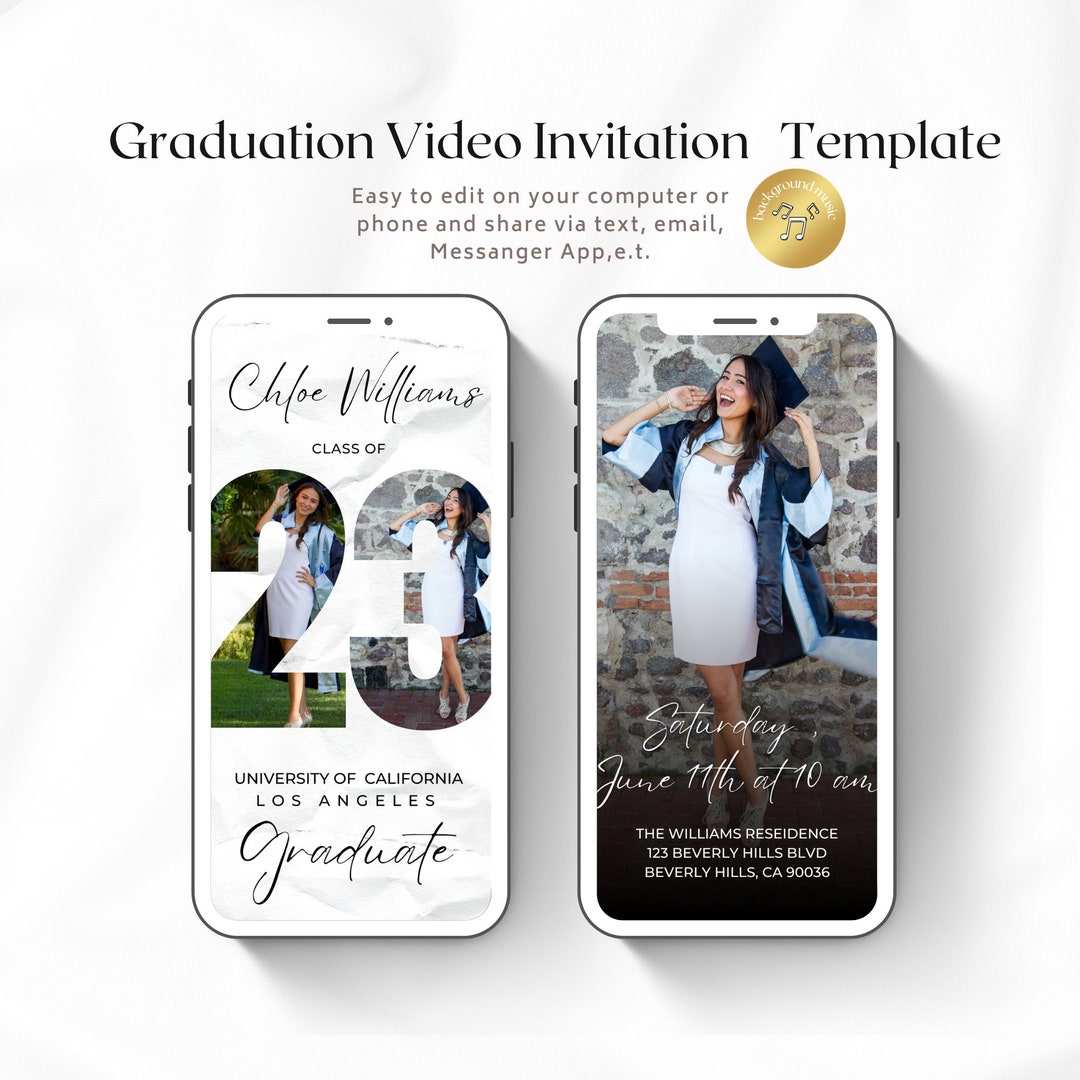 Graduation Party Video Invitation Animated Grad Announcement - Etsy