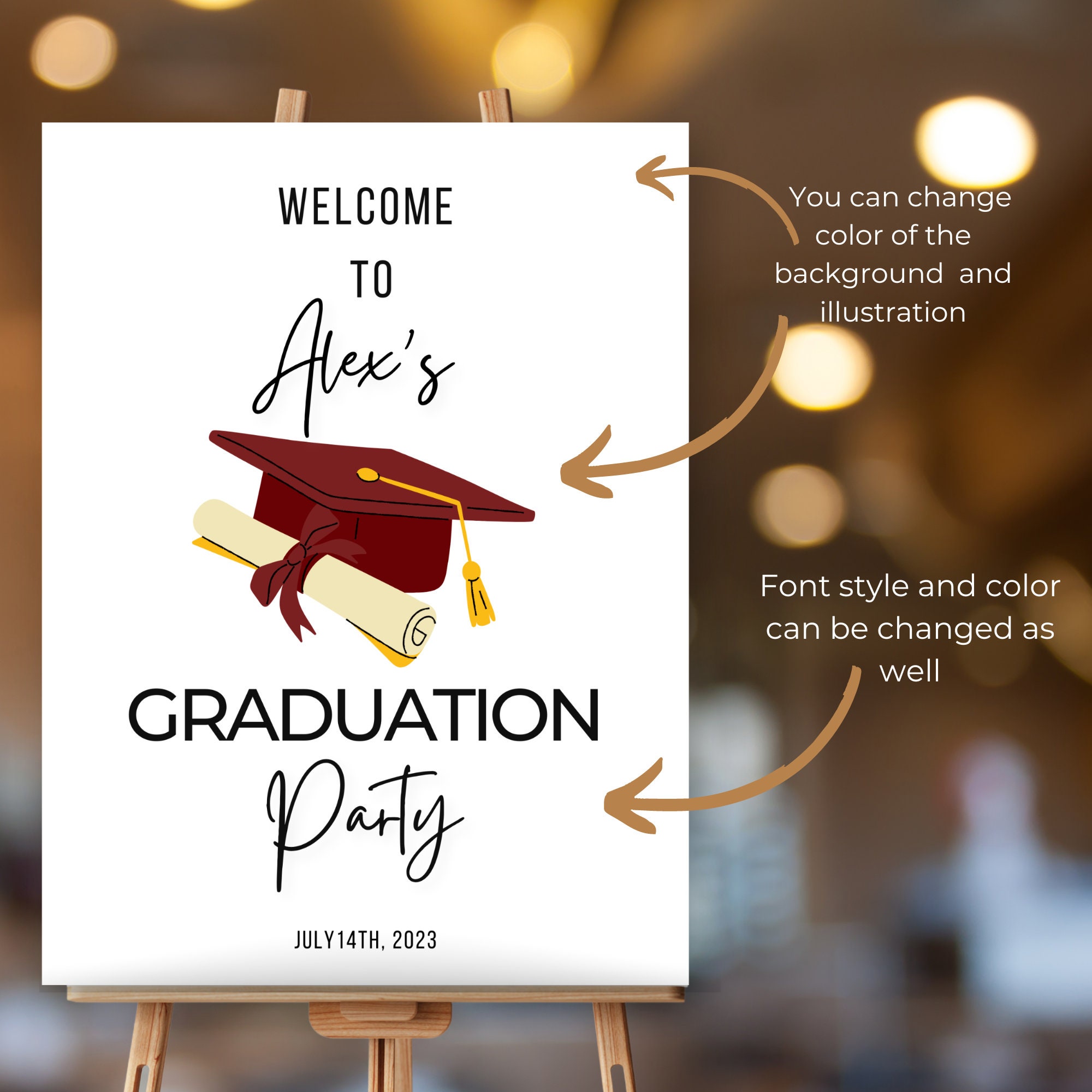 Graduation Party Welcome Sign Minimalist Grad Poster - Etsy