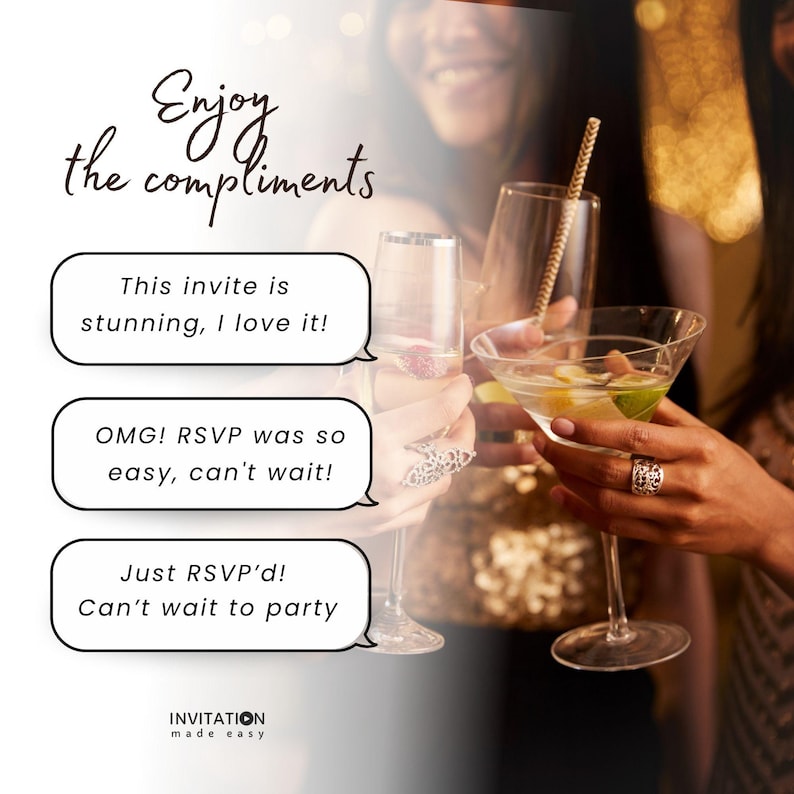 Cocktail Party Invite Website With Online RSVP Guest List, Animated ...