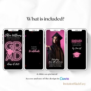 Graduation Video Invitation, Animated Grad Announcement, Neon ...