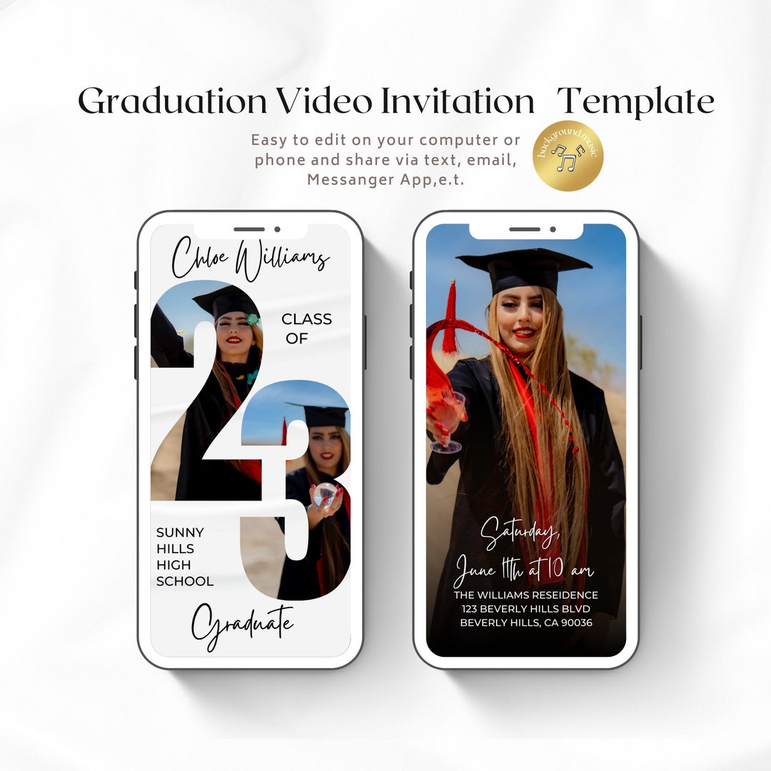 Graduation Video Invitation, Minimalist Animated Grad Announcement, Graduation Invite, Grad ...