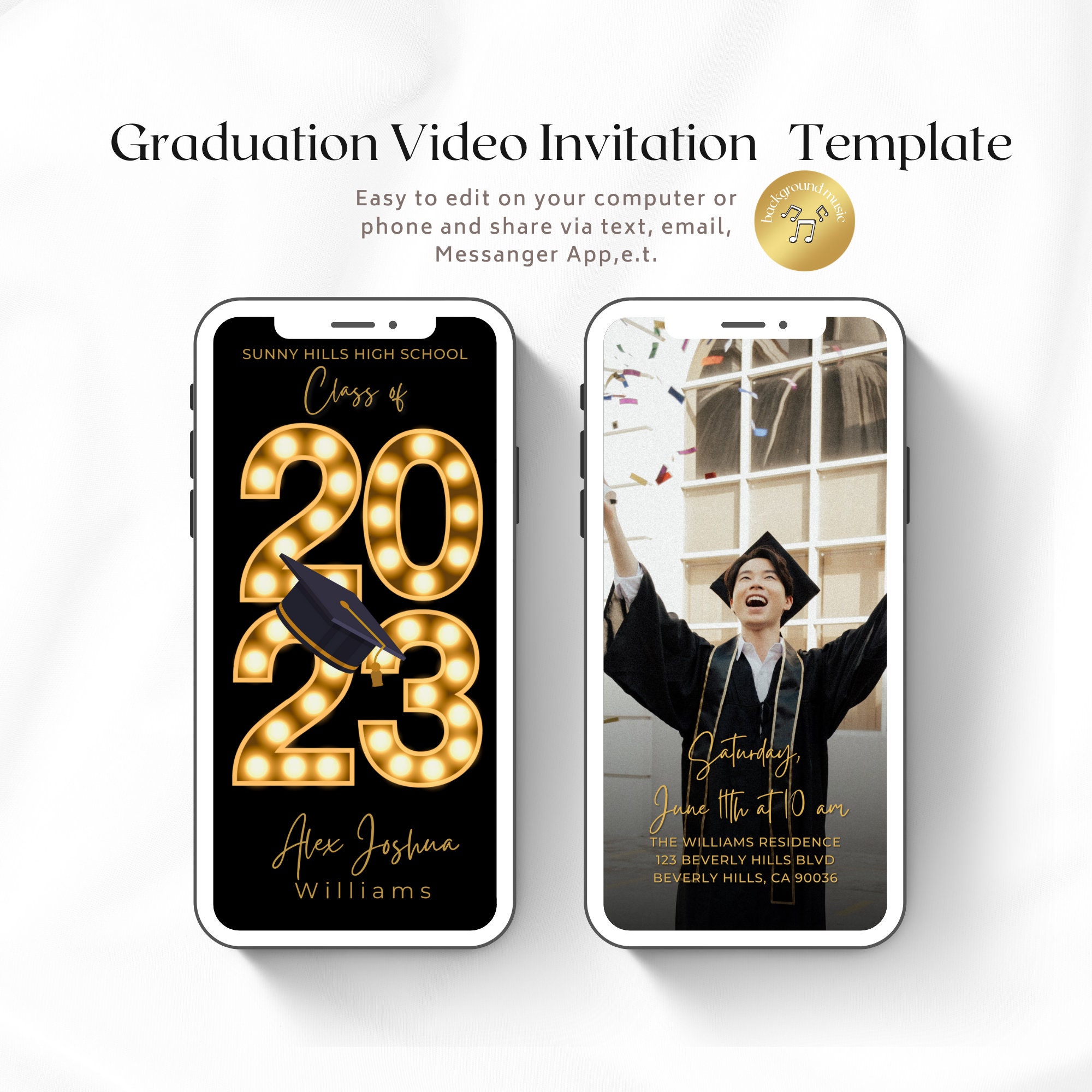 Graduation Video Invitation Animated Grad Announcement - Etsy