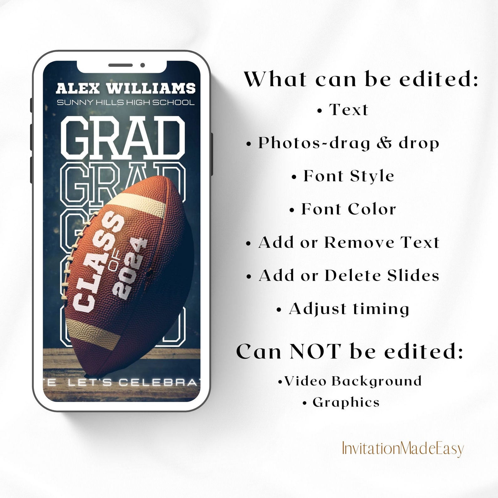 Graduation Video Invitation, Animated Grad Announcement, Football ...