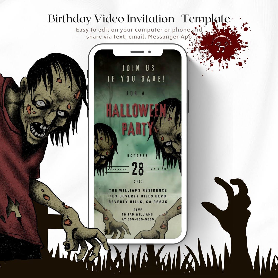 Halloween Invite Video Invitation Zombie Apocalypse Animated Invitation ...
