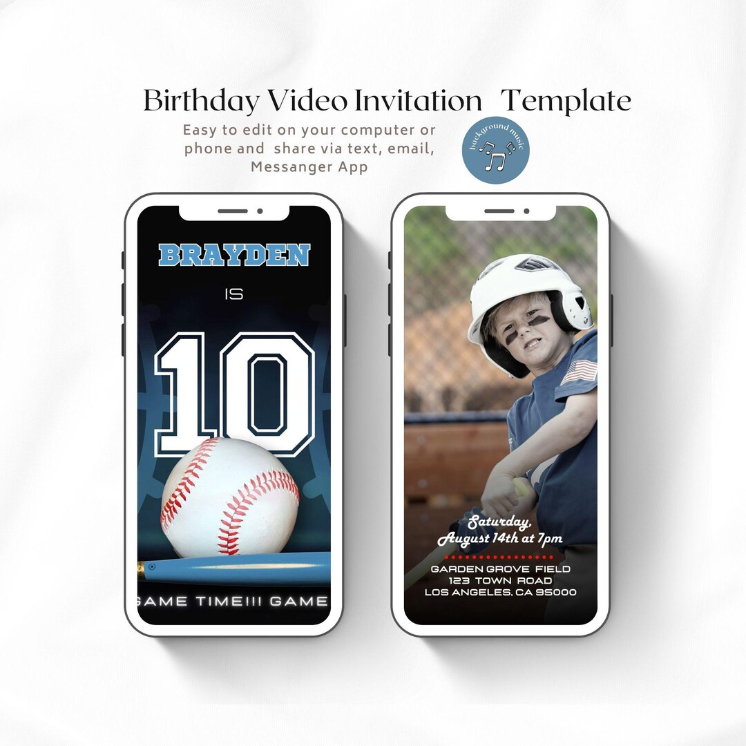 Baseball Birthday Party Video Invitation, Any Age Boys Birthday Invite ...