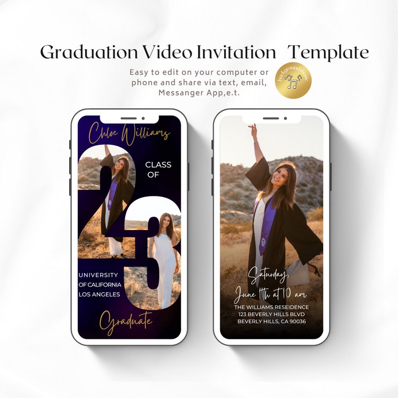 Graduation Video Invitation Animated Grad Announcement - Etsy